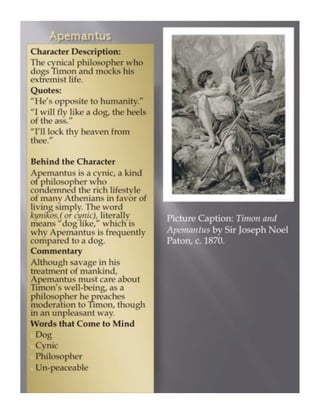 Timon character packet | PDF | Drama | Genres