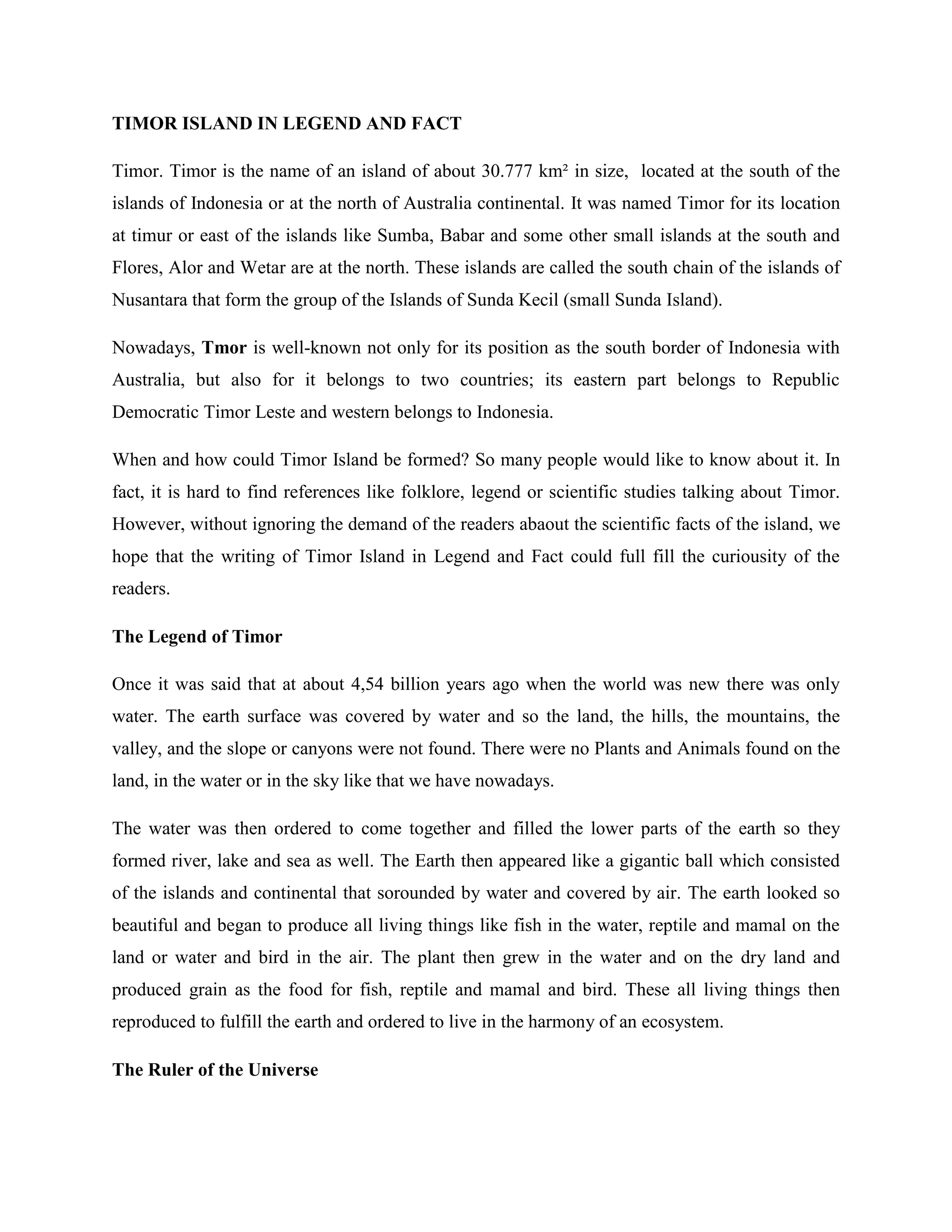 Timor island in legend and fact | DOCX