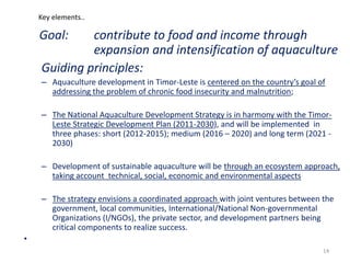 Aquaculture for food and nutrition security in Timor-Leste: Challenges and opportunities | PPT