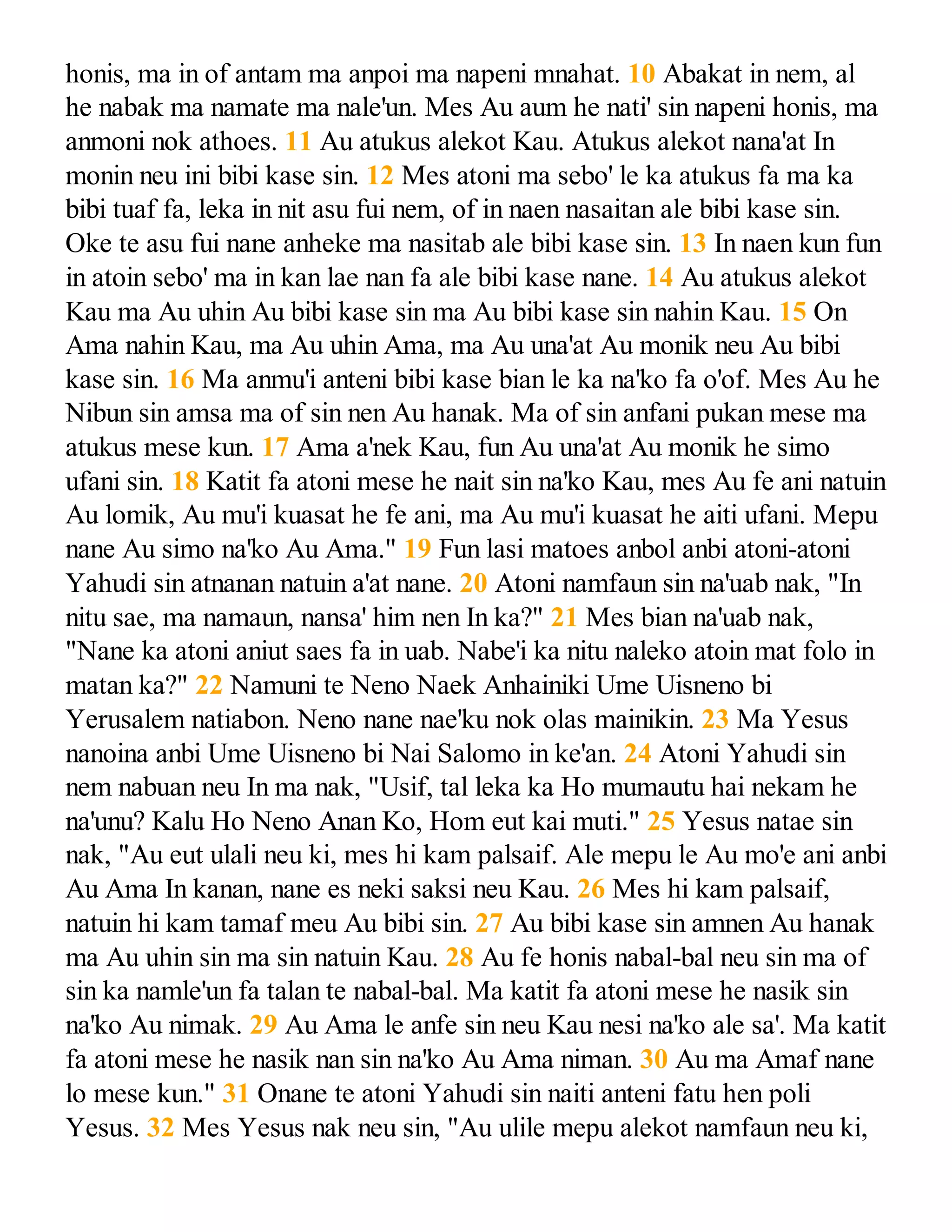 Timor dawan bible gospel of john | PDF