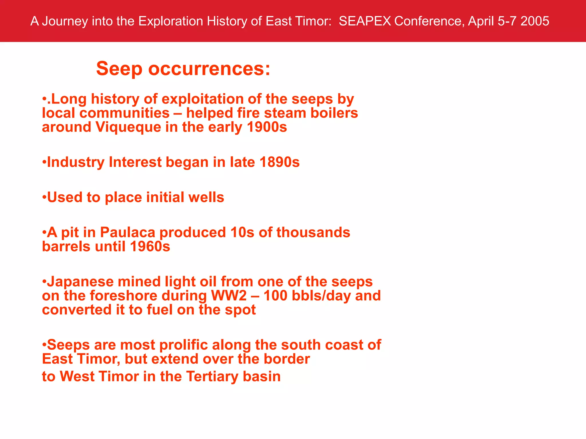 Timor-Leste (East Timor) exploration history - Seapex 2005 - by Chris ...