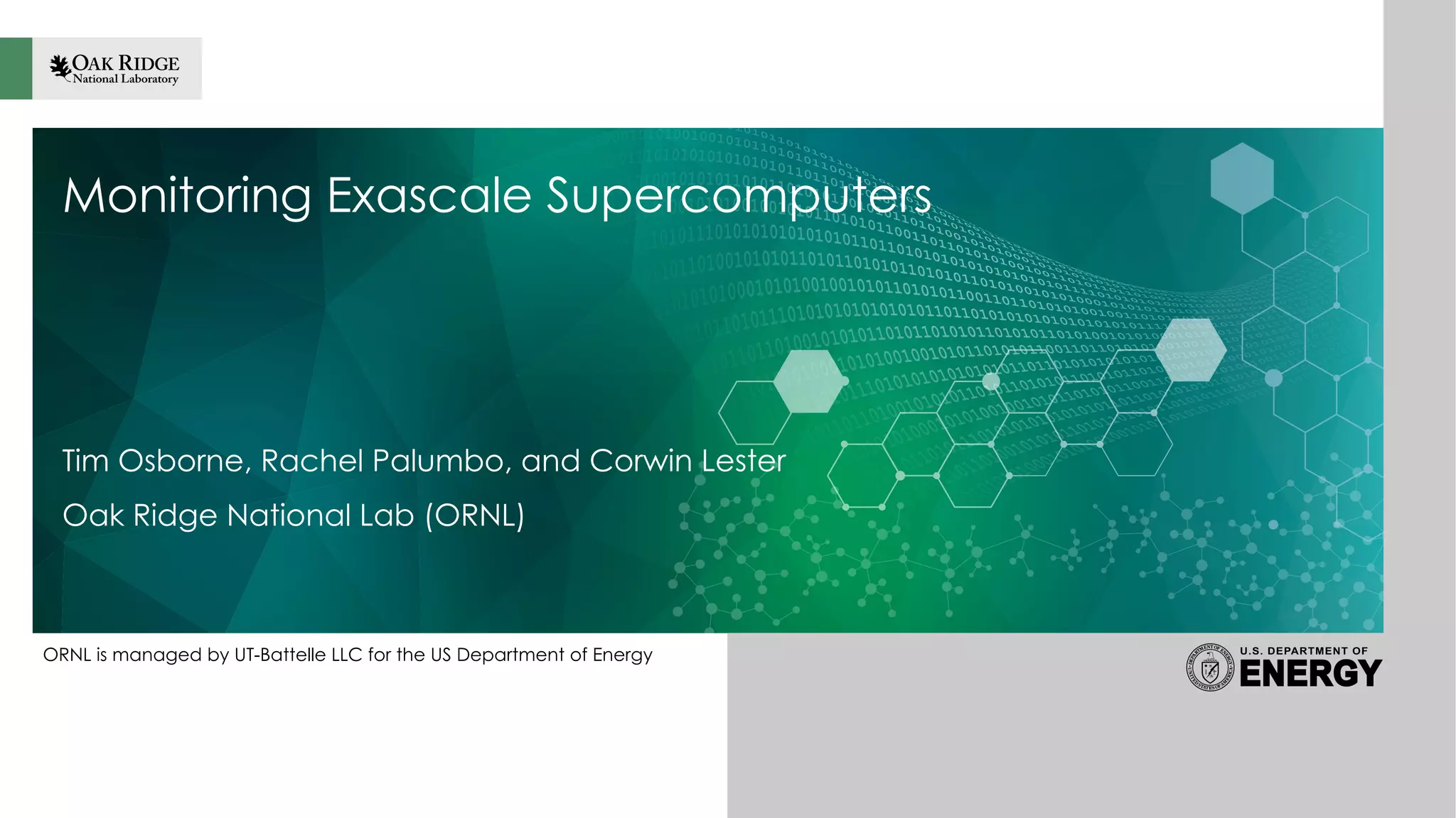 Monitoring Exascale Supercomputers With Tim Osborne | Current 2022 | PPT