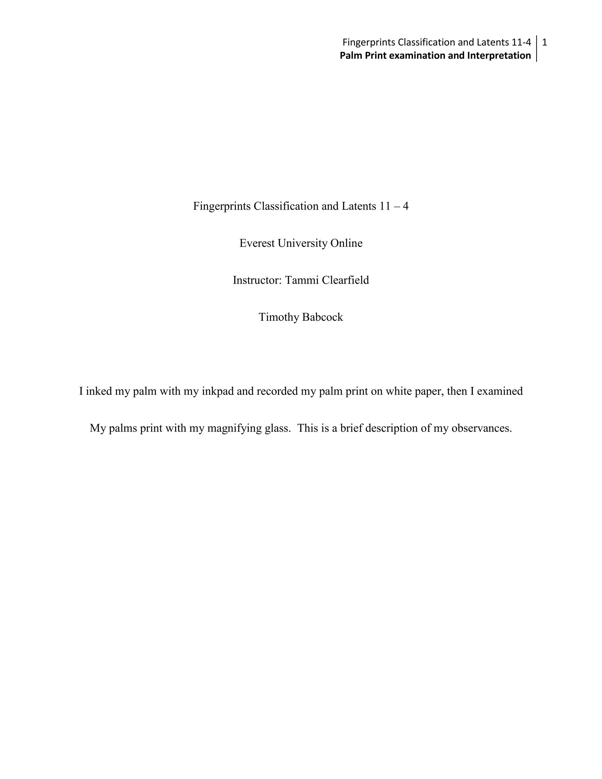 Palm Print Examination and Interpretation: | DOCX
