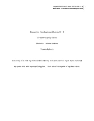 Palm Print Examination and Interpretation: | DOCX