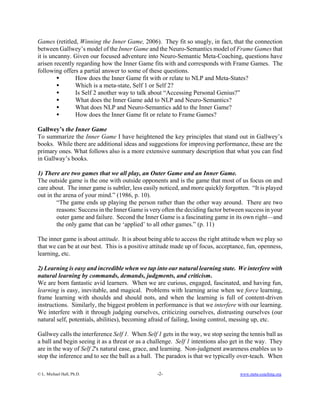 Timothy Gallwey Meta States and Inner Game | PDF