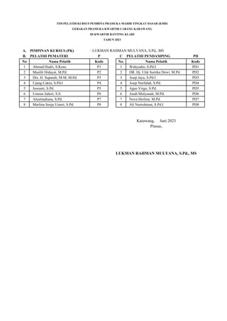 Pendidikan DAN Pelatihan KMD KARAWANG 2023 | PDF