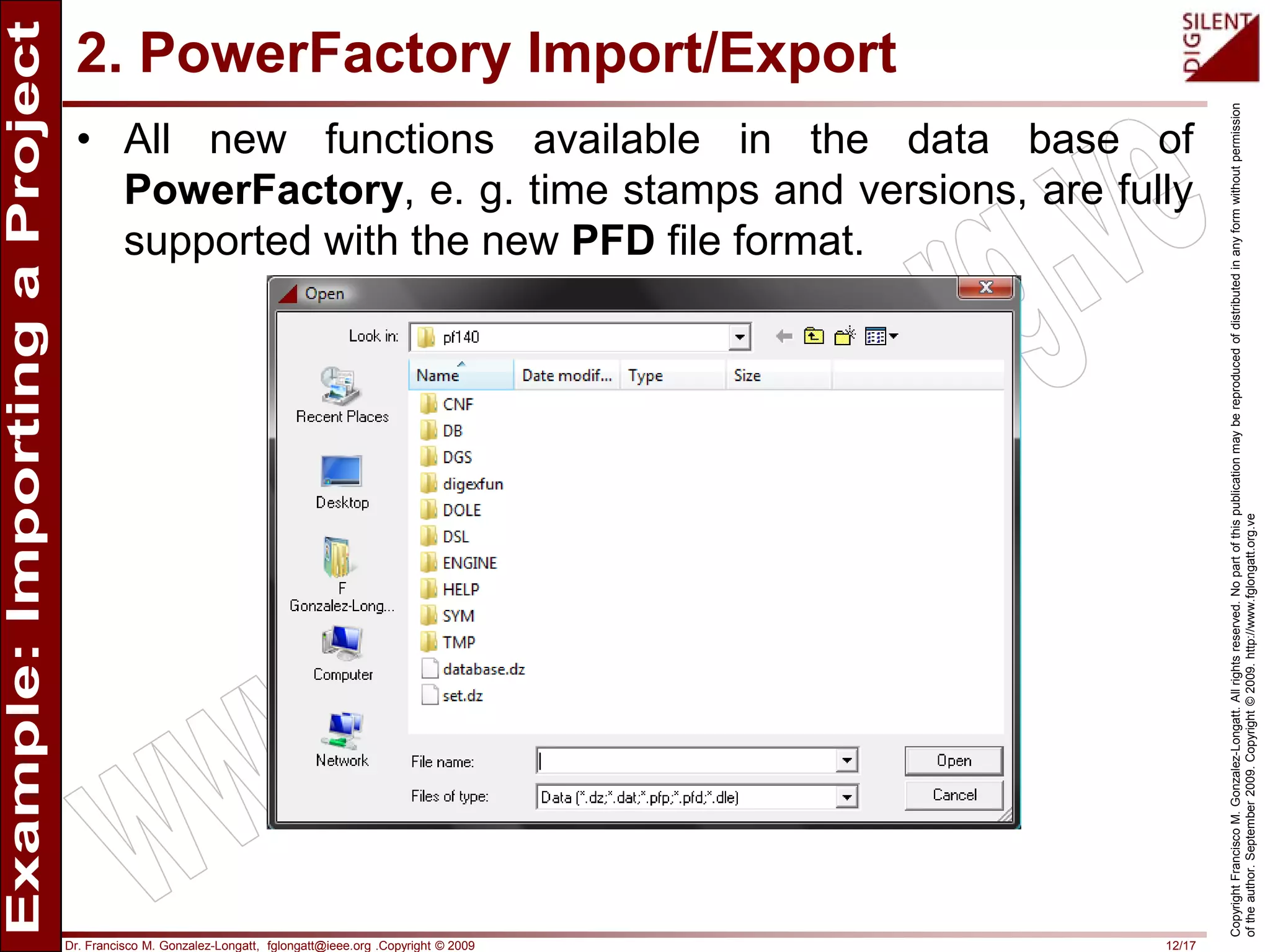 Importing/Exporting a project using DIgSILENT PowerFactory | PDF