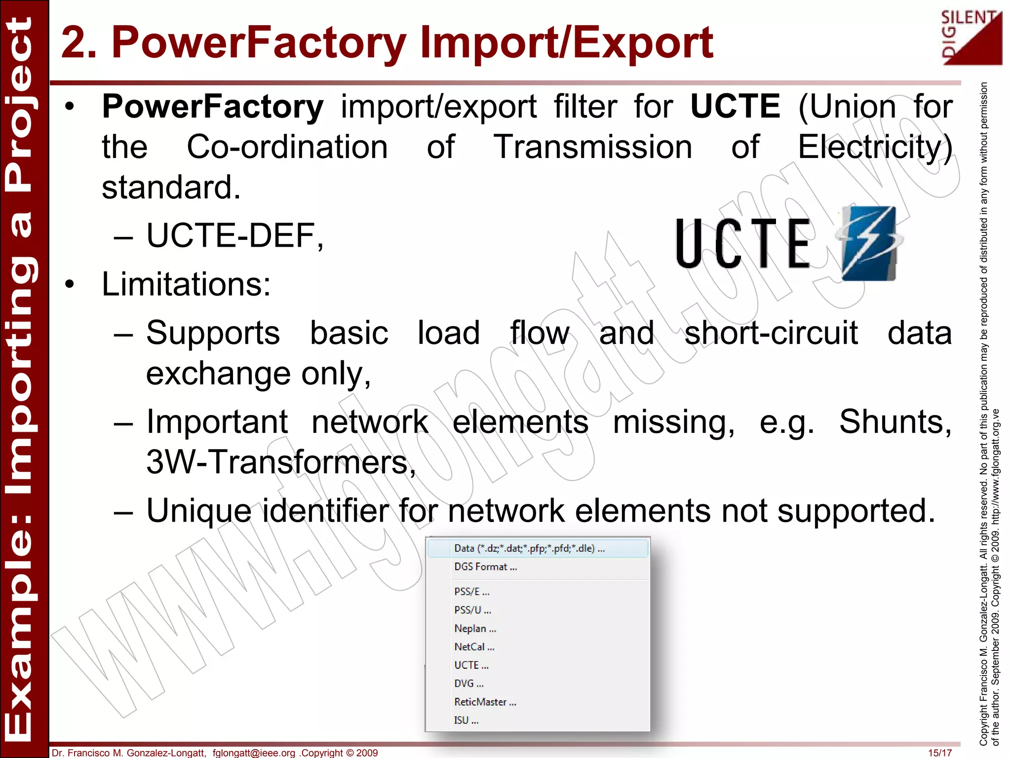 Importing/Exporting a project using DIgSILENT PowerFactory | PDF