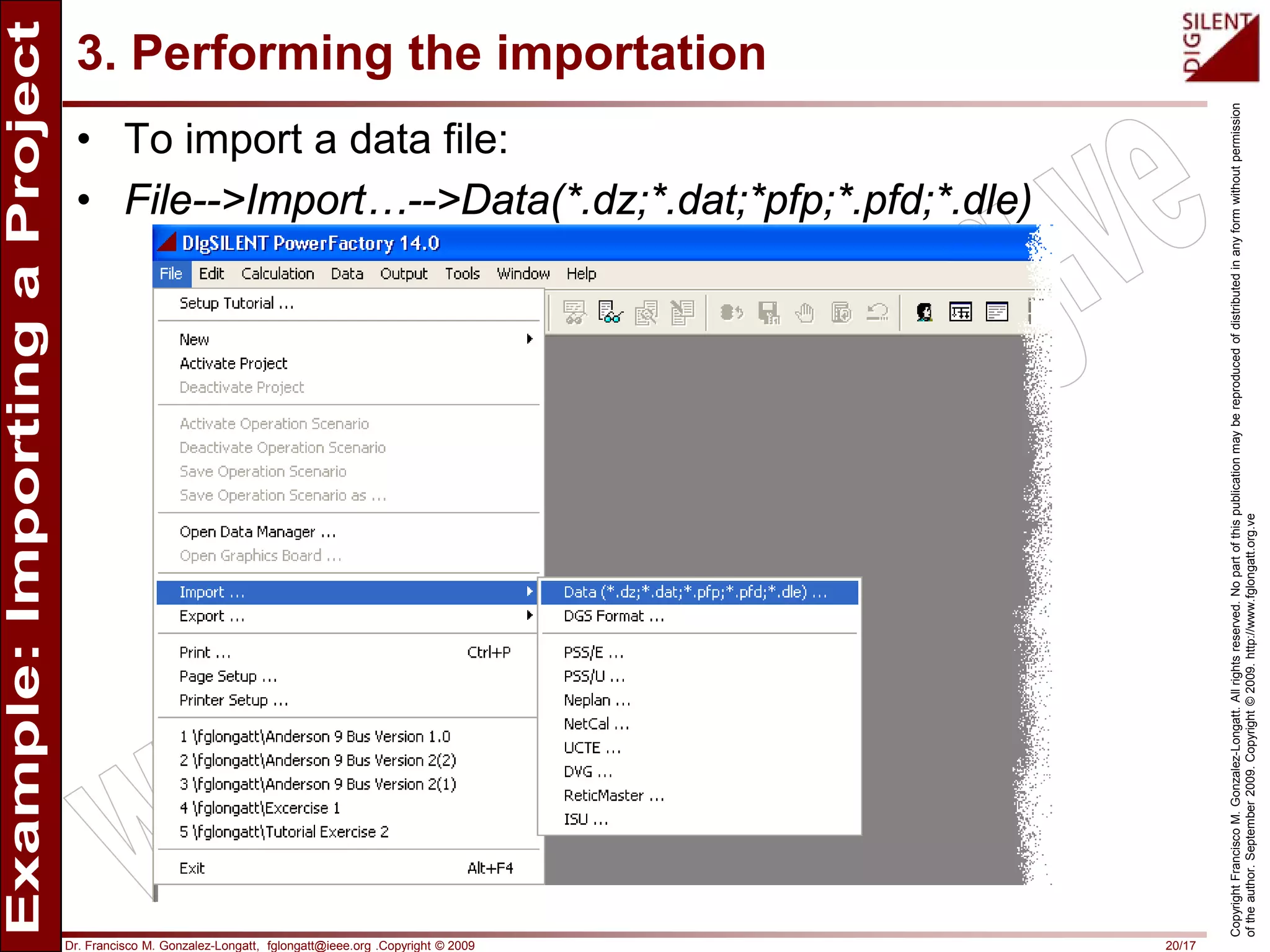 Importing/Exporting a project using DIgSILENT PowerFactory | PDF