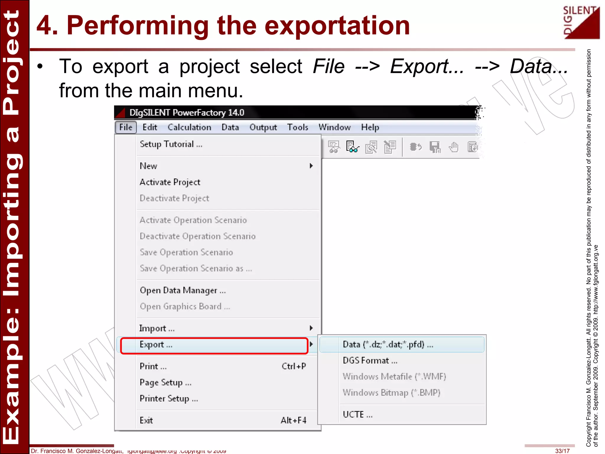 Importing/Exporting a project using DIgSILENT PowerFactory | PDF