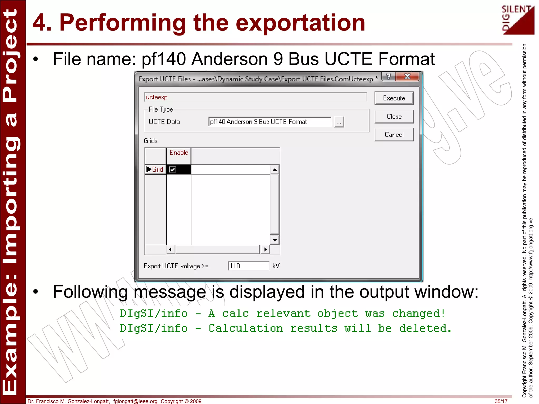 Importing/Exporting a project using DIgSILENT PowerFactory | PDF