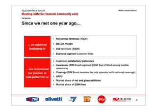 Tim Presentation On 2007 Telecom Italia Day | PPT