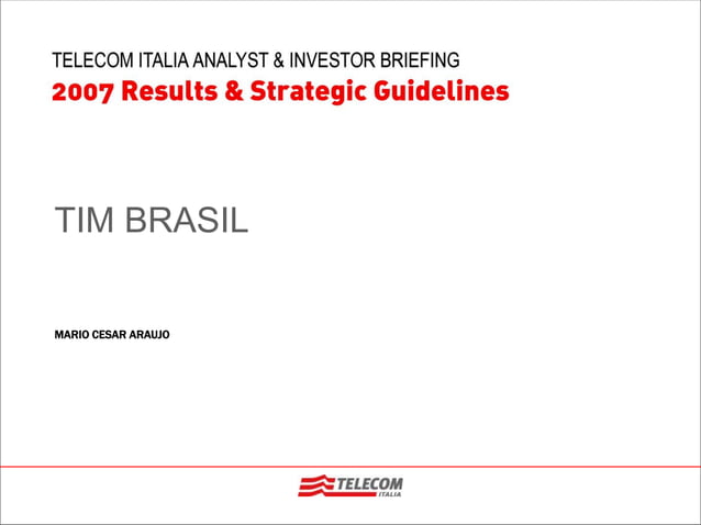 Tim Presentation On 2008 Telecom Italia Analyst & Investor Briefing | PPT