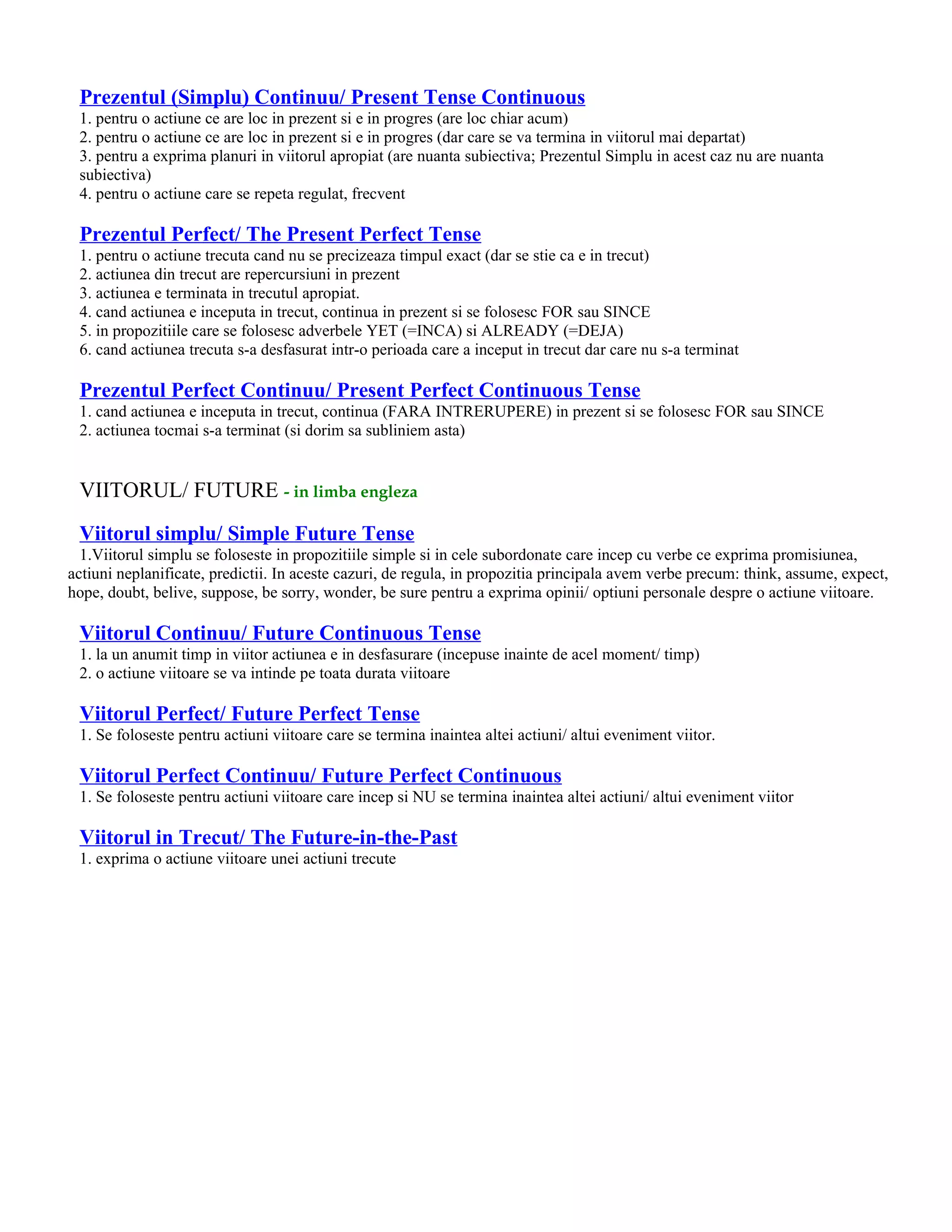 Timpurile verbelor in engleza | DOC