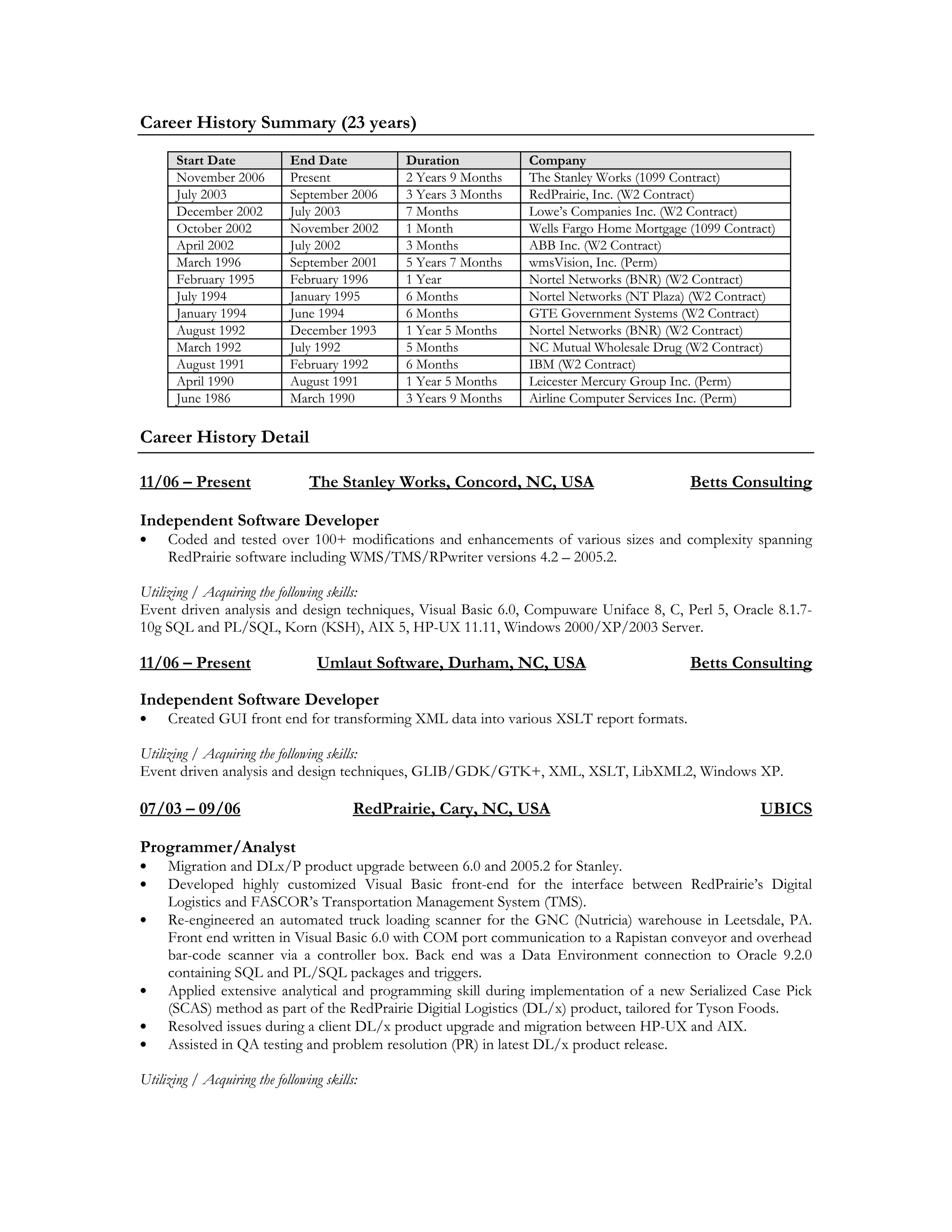 Tim R Betts Resume | PDF