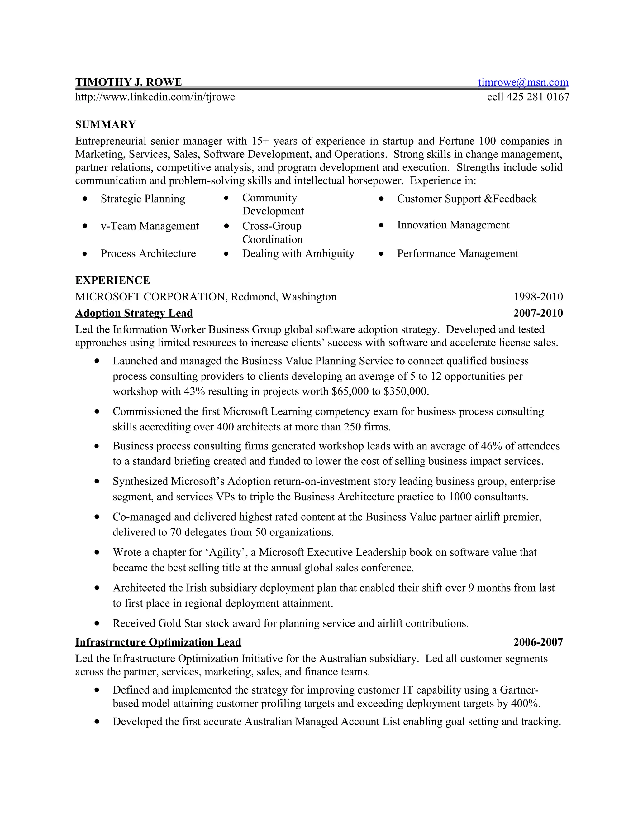 Tim Rowe Resume Li | DOC