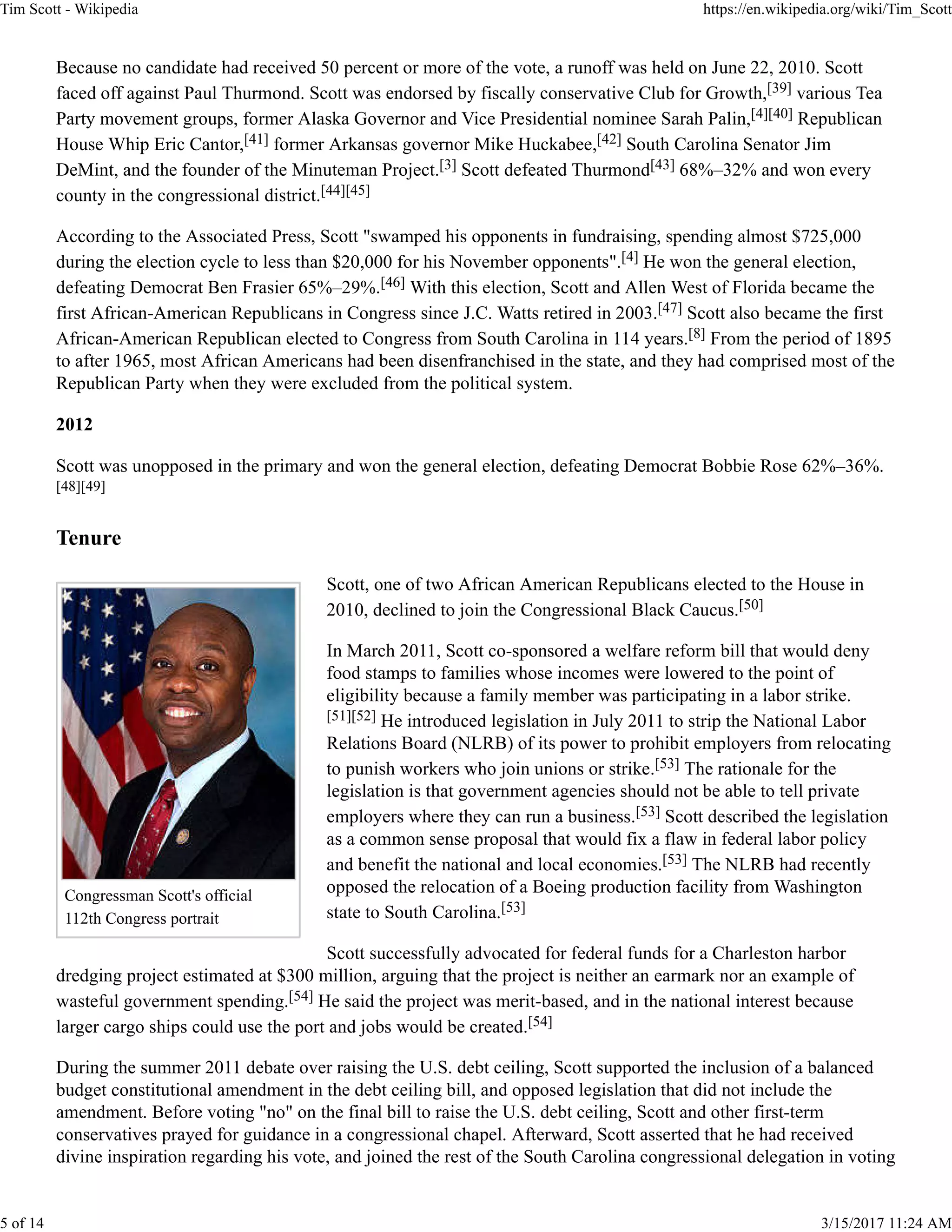 Tim Scott wikipedia (highlighted) | PDF | Politics