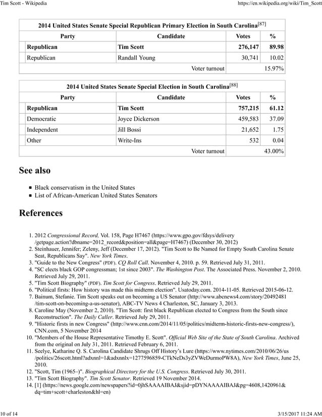 Tim Scott wikipedia (highlighted) | PDF | Politics
