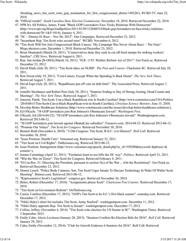 Tim Scott wikipedia (highlighted) | PDF | Politics