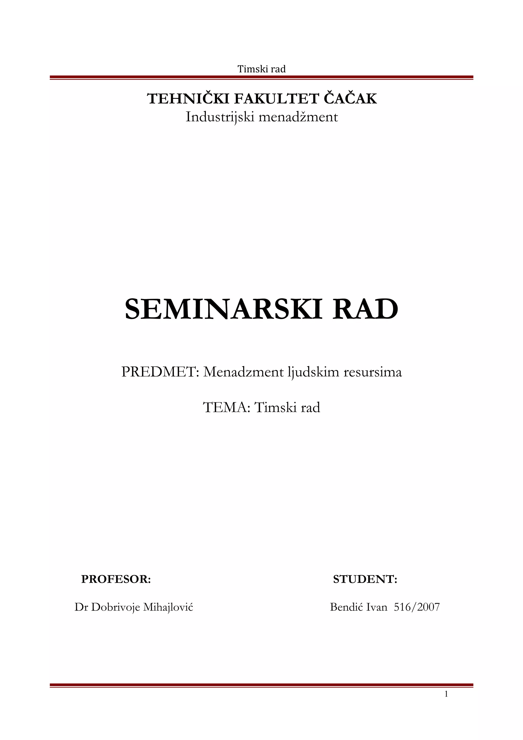Timski rad medjunarodni ljudski resursi | PDF