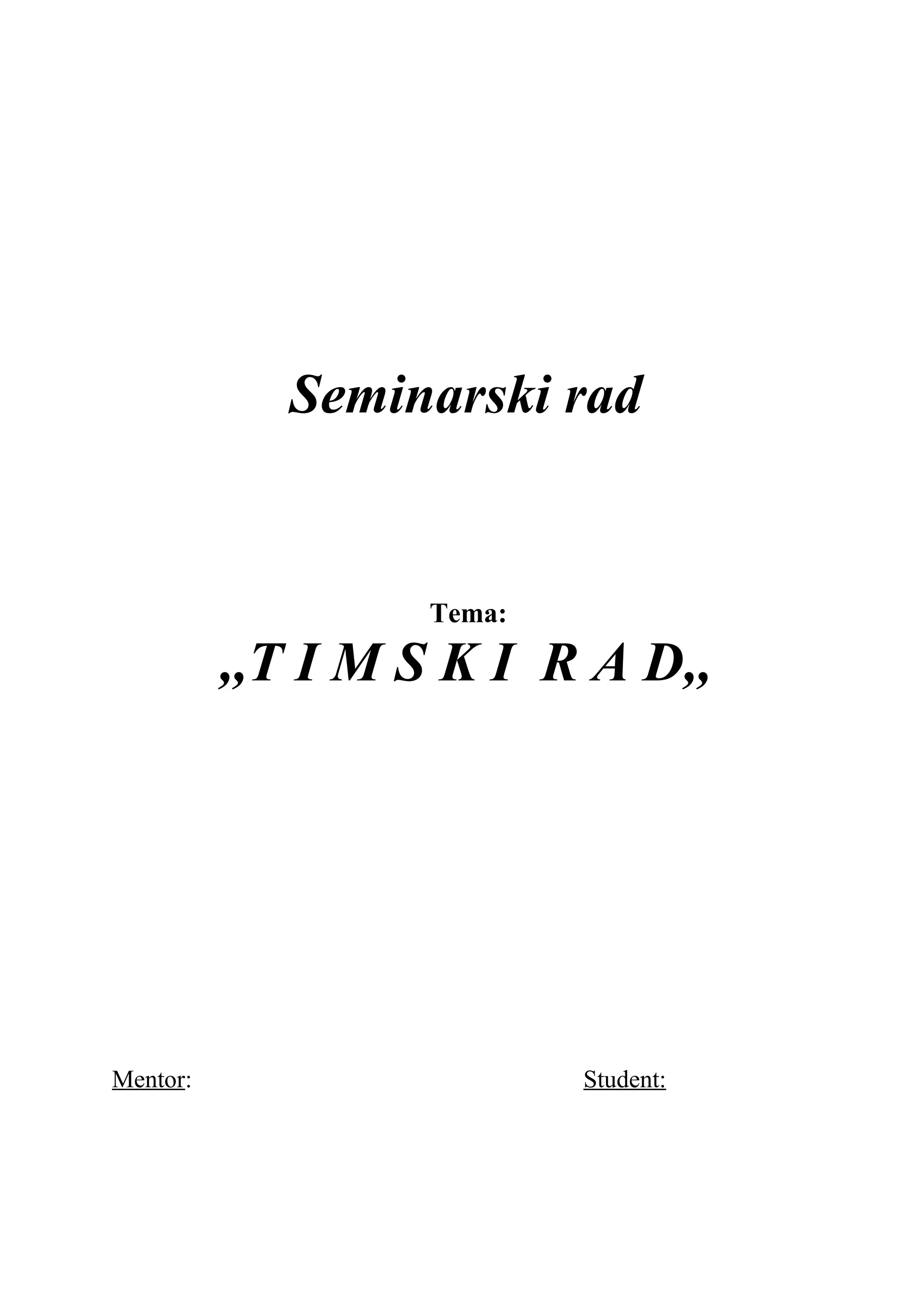 Timski rad 2 | PDF