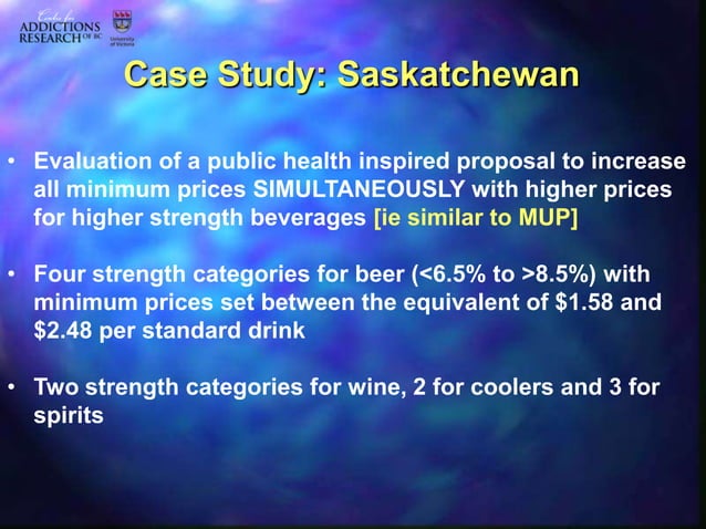 Minimum alcohol price policies in action: A report from Canada | PPT