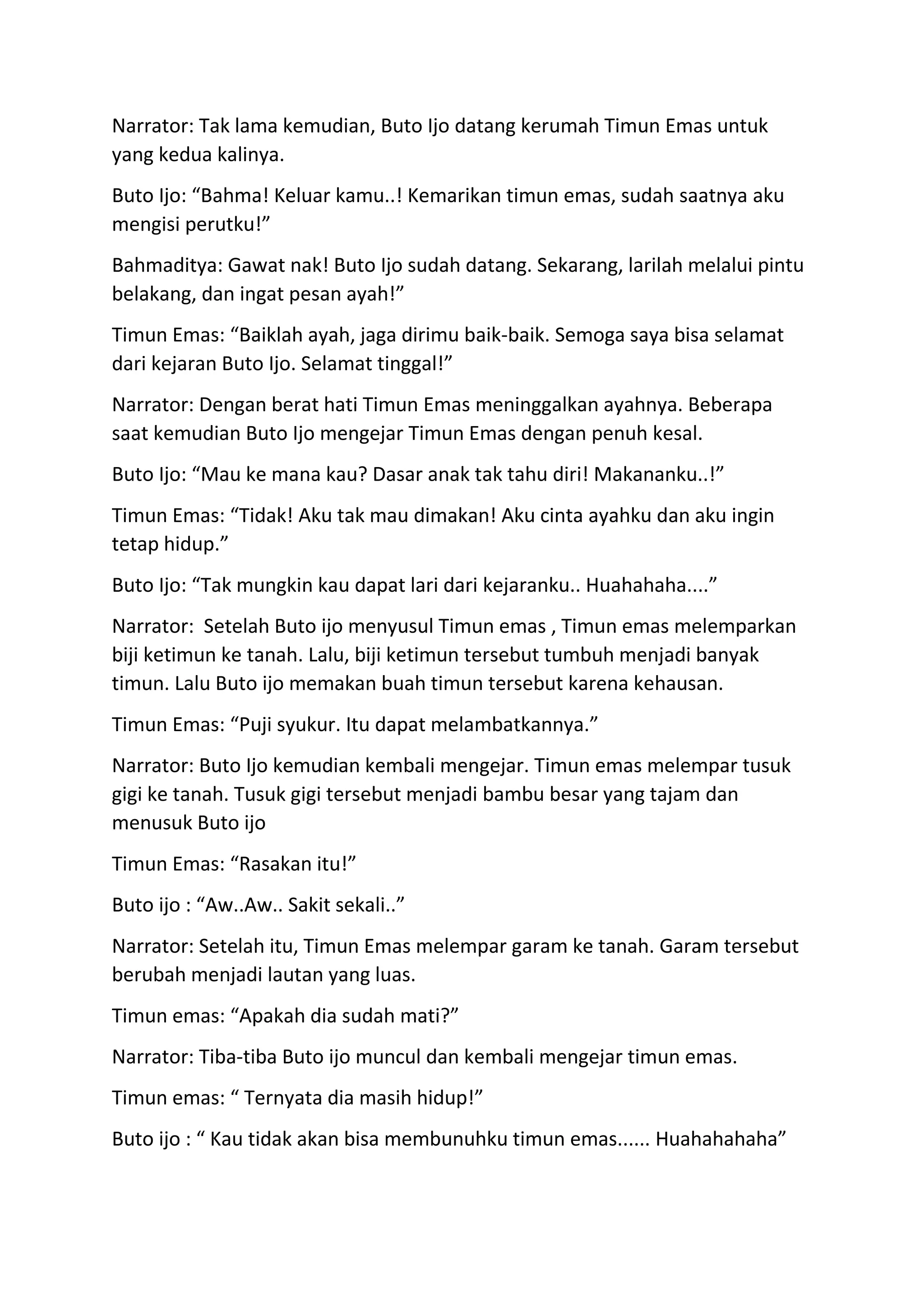 Naskah drama Timun Emas | PDF