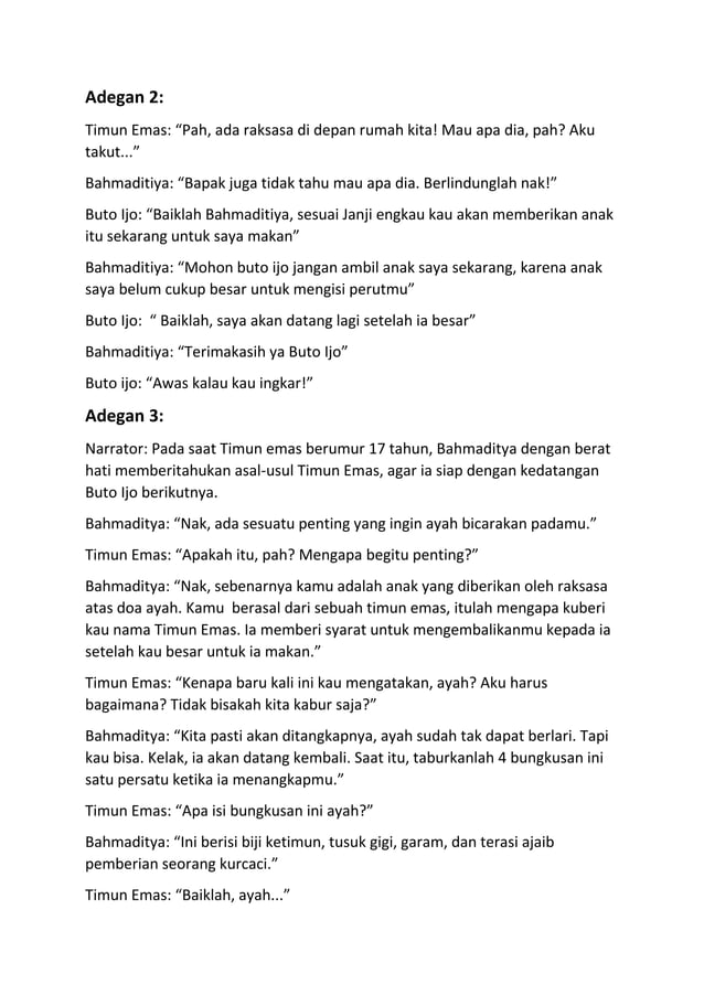 Naskah drama Timun Emas | PDF