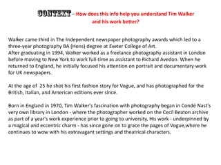 Tim walker research | PPT