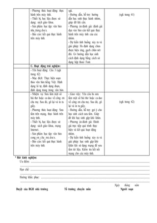 KẾ HOẠCH BÀI HỌC THEO CHỦ ĐỀ TIN 6 | CHỦ ĐỀ BTH 3: ĐỊNH DẠNG VĂN BẢN TRONG WORD | PDF