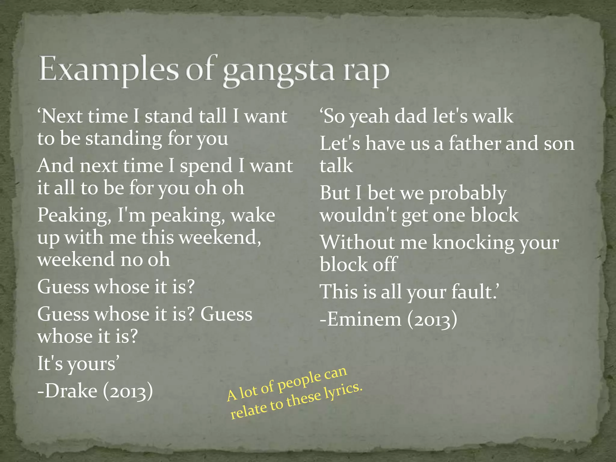 Chapter 7: Gangsta rap | PPT