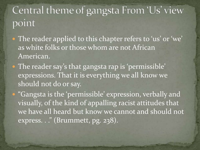 Chapter 7: Gangsta rap | PPT