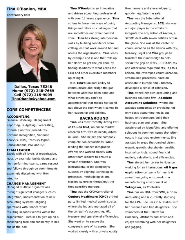 Tina Bio Accounting Professional | DOC