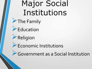 Social Dimension - Social Institution | PPTX