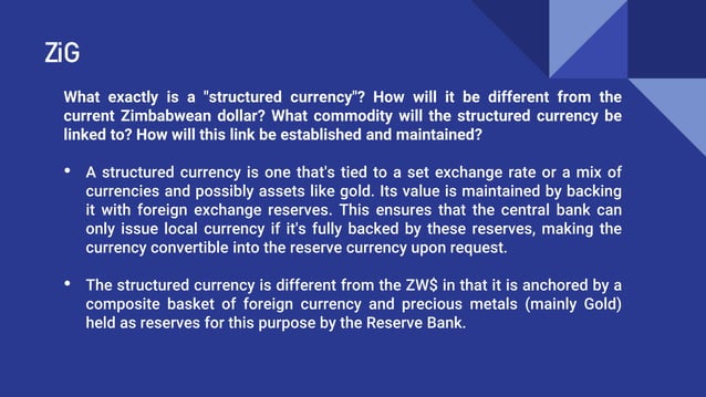 Evolution of the Zimbabwean Currency - ZIG | PPTX | Currencies | Economy