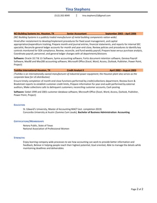 Tina Stephens Resume 2017 | DOC