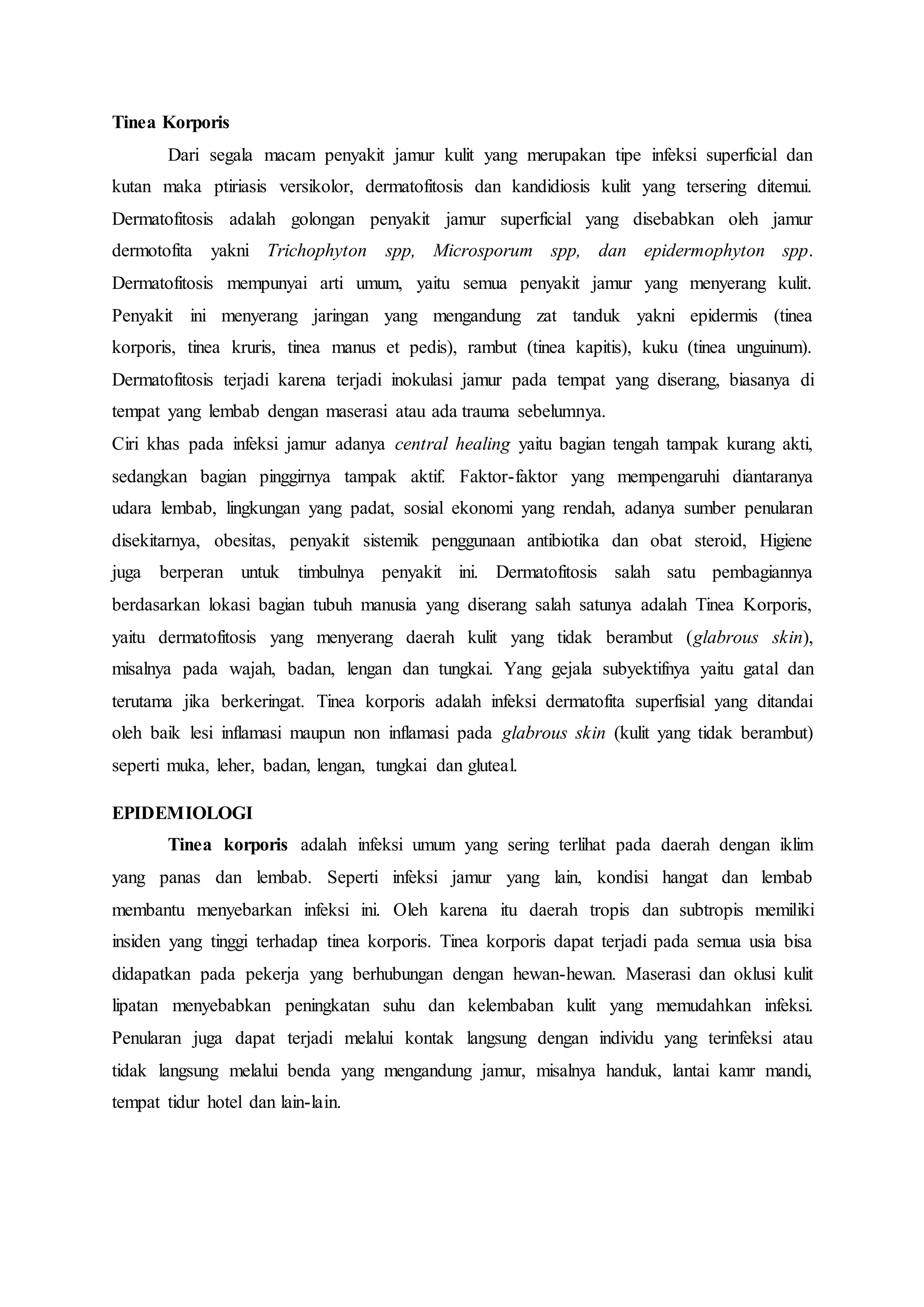 Tinea korporis ( infeksi jamur) | DOCX