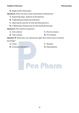 TIẾNG ANH CHUYÊN NGÀNH DƯỢC ENGLISH IN PHARMACY (PHIÊN BẢN 2.1) - WITH ...