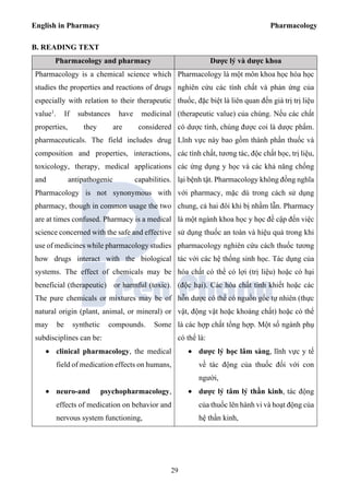 TIẾNG ANH CHUYÊN NGÀNH DƯỢC ENGLISH IN PHARMACY (PHIÊN BẢN 2.1) - WITH ...