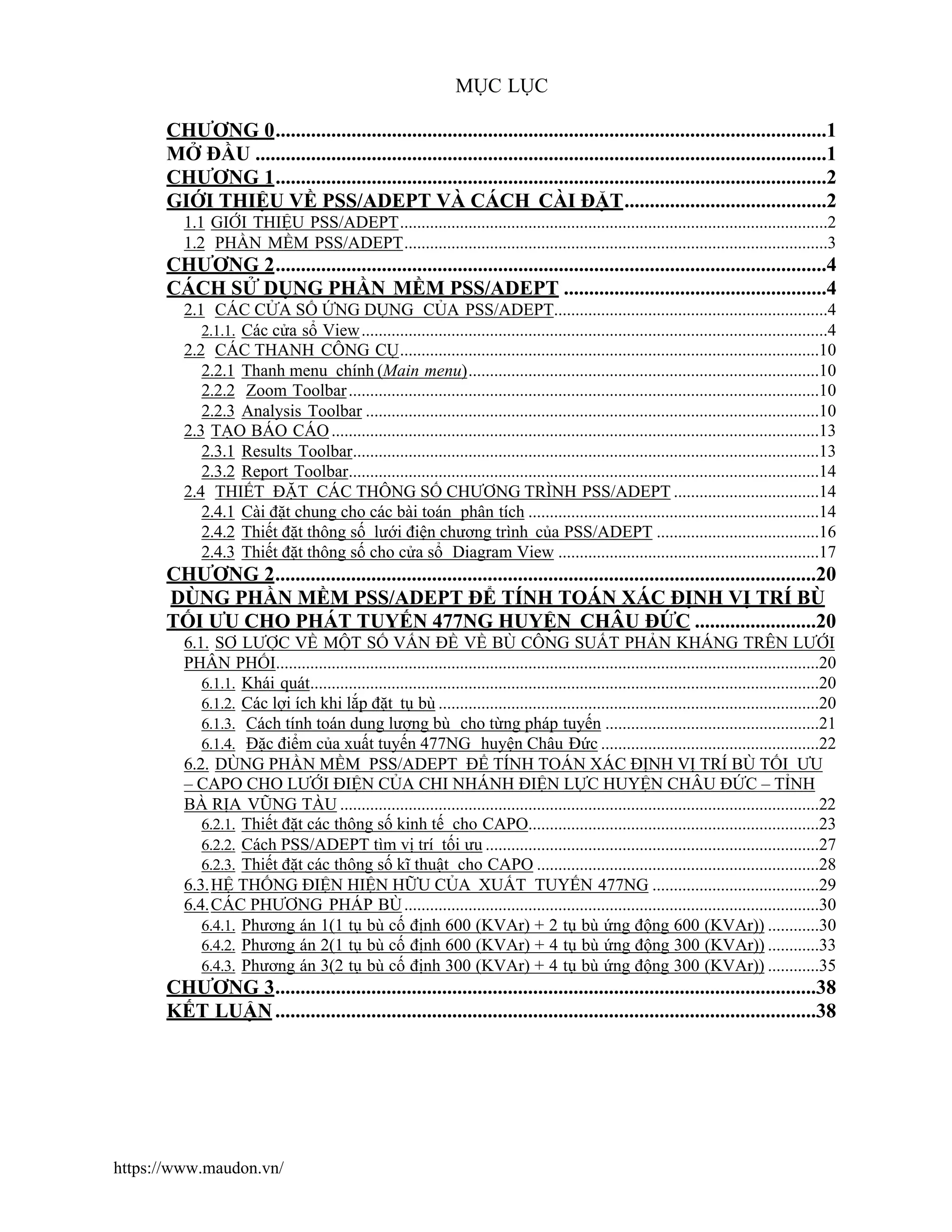 Đề tài Ứng dụng phần mềm PSSADETP bù tối ưu công suất phản kháng cho hệ thống điện huyện Châu ...
