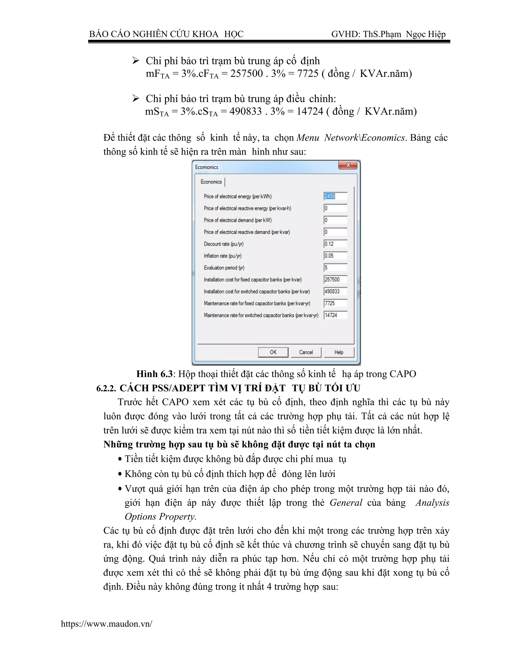 Đề tài Ứng dụng phần mềm PSSADETP bù tối ưu công suất phản kháng cho hệ ...