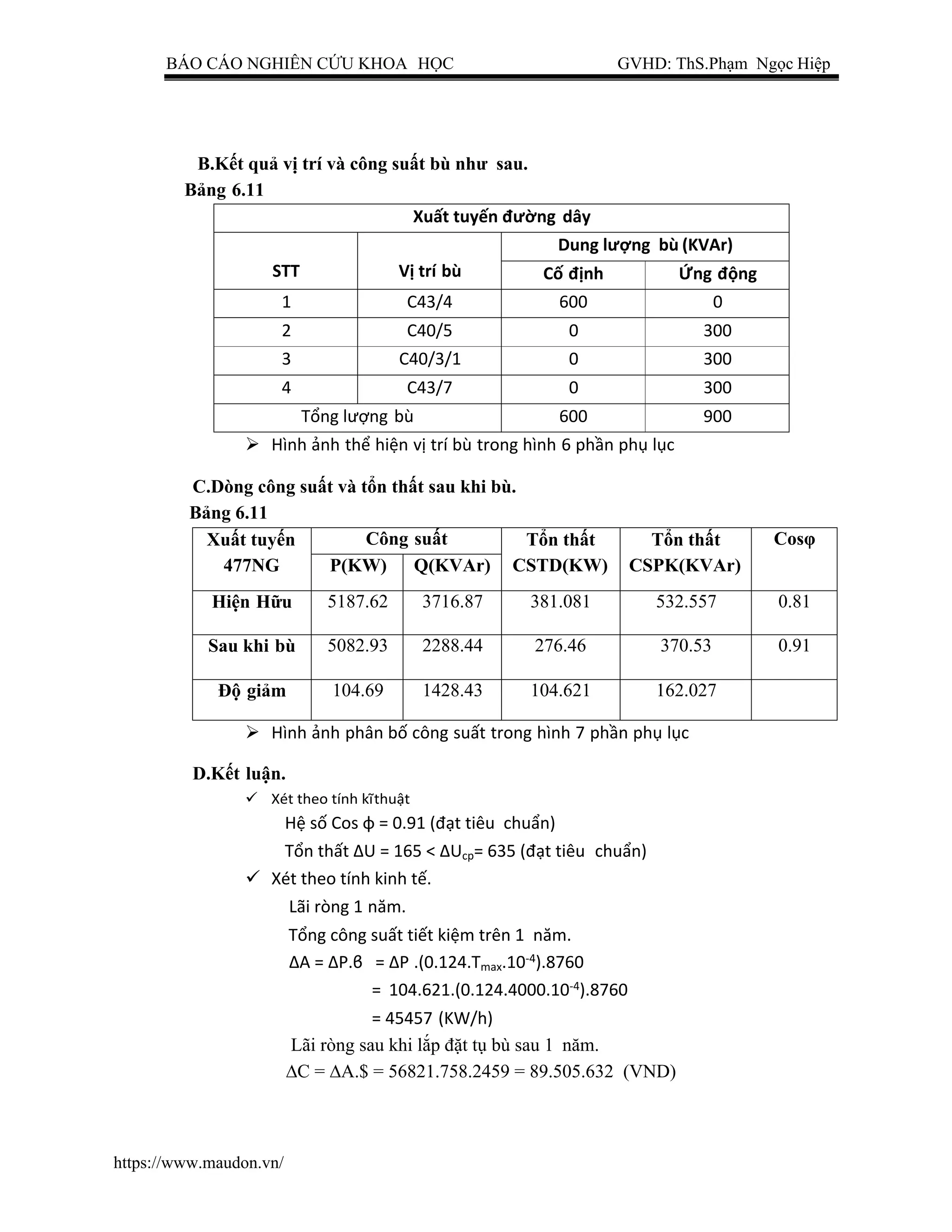 Đề tài Ứng dụng phần mềm PSSADETP bù tối ưu công suất phản kháng cho hệ thống điện huyện Châu ...