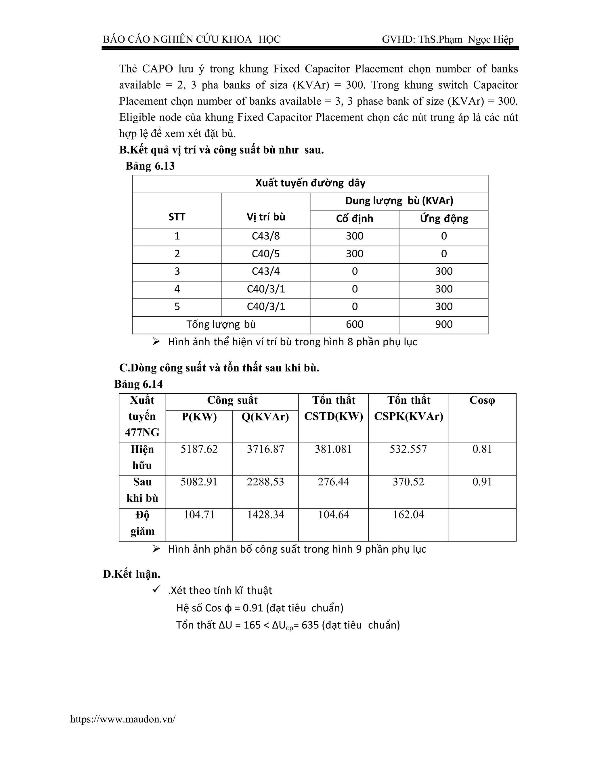 Đề tài Ứng dụng phần mềm PSSADETP bù tối ưu công suất phản kháng cho hệ thống điện huyện Châu ...