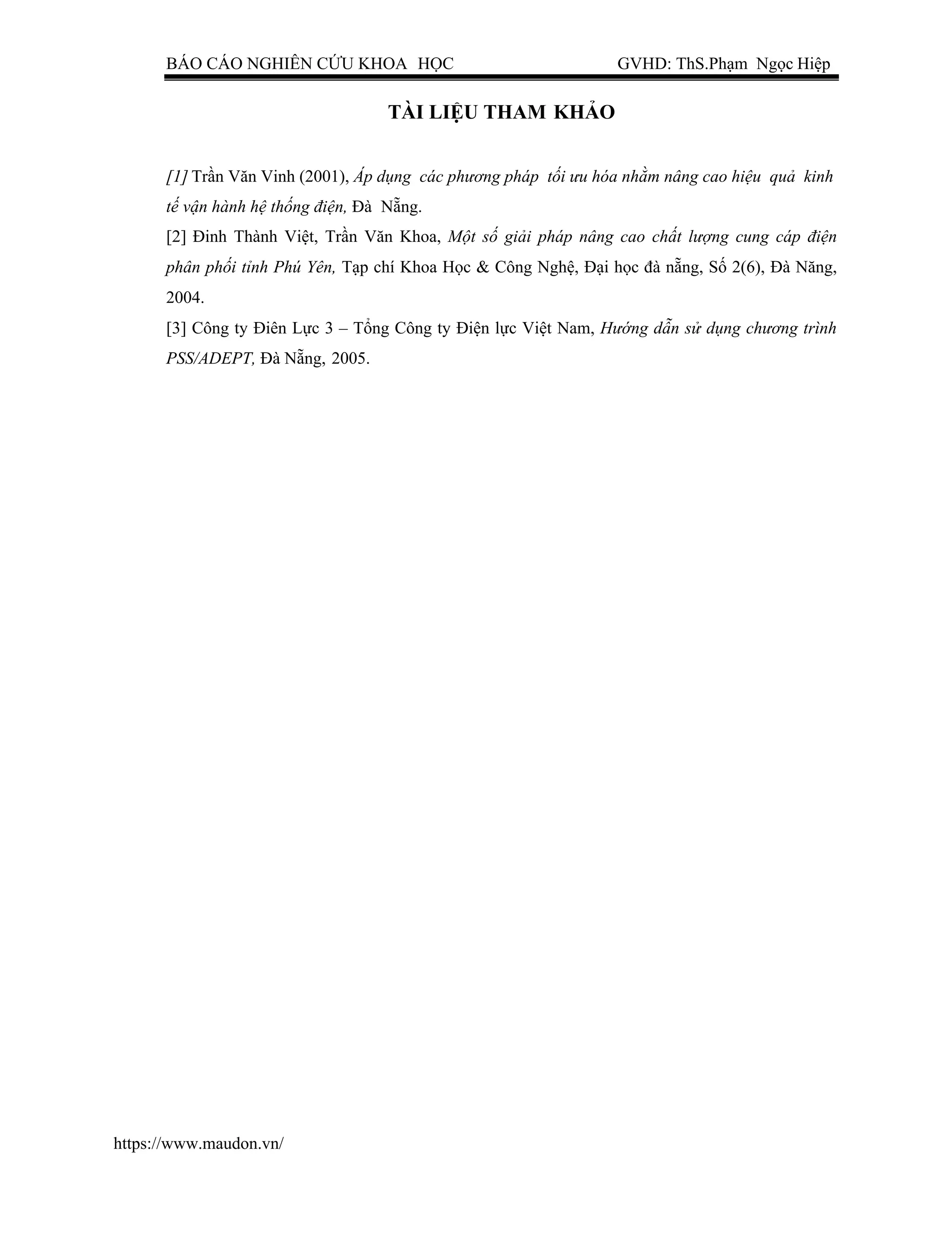 Đề tài Ứng dụng phần mềm PSSADETP bù tối ưu công suất phản kháng cho hệ ...