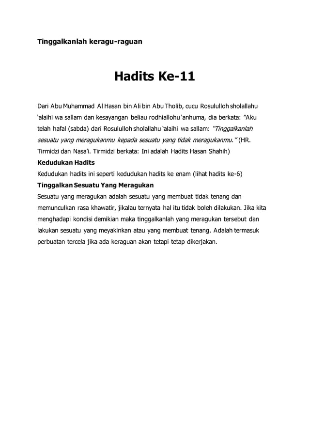 Tinggalkanlah keragu raguan | DOCX