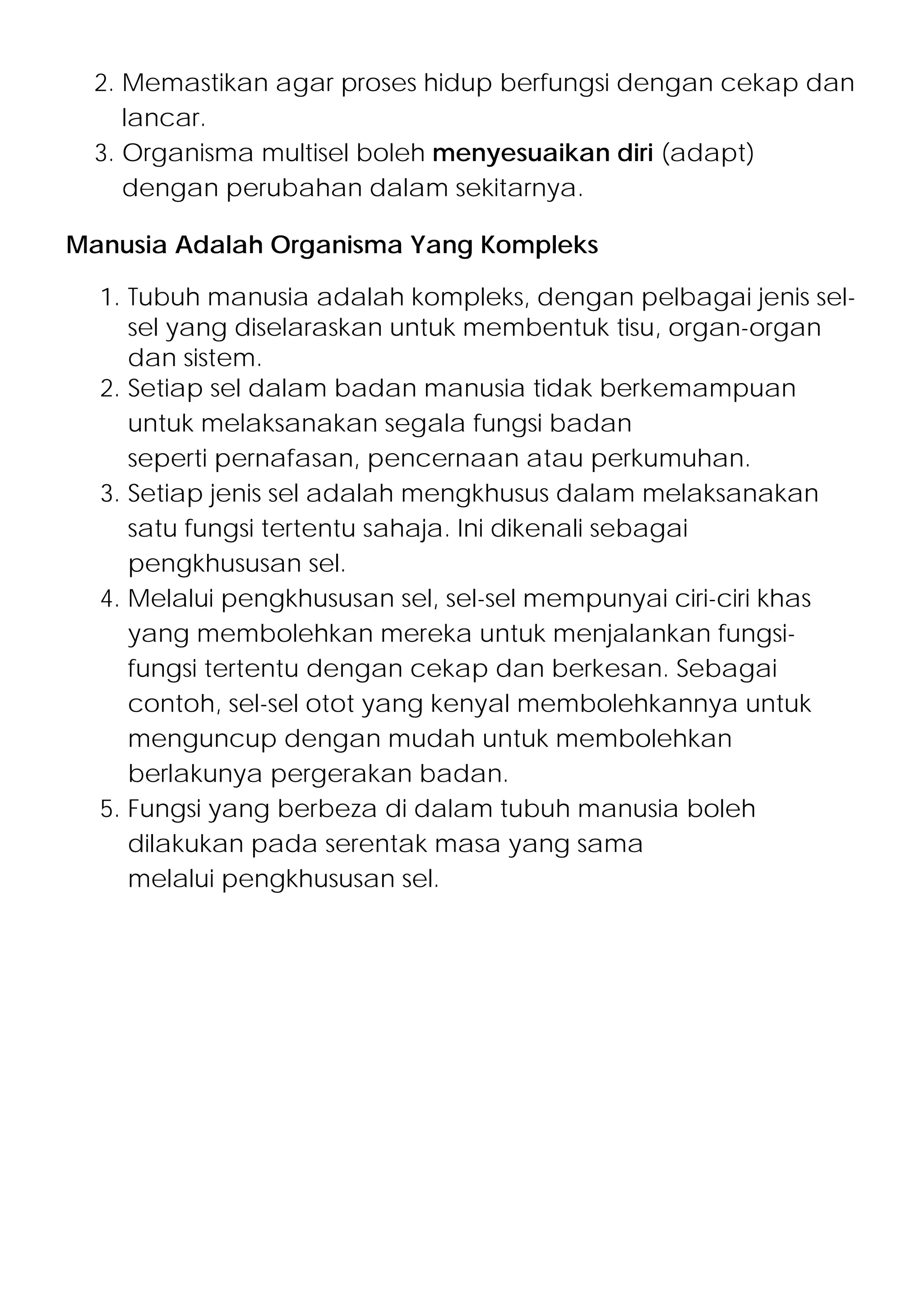 Tingkatan 1 sains bab 2 sel sebagai unis asas hidupan (nota) | PDF