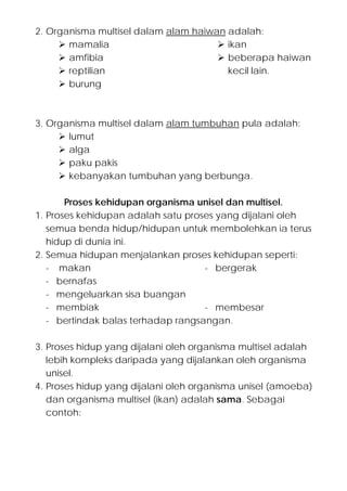 Tingkatan 1 sains bab 2 sel sebagai unis asas hidupan (nota) | PDF