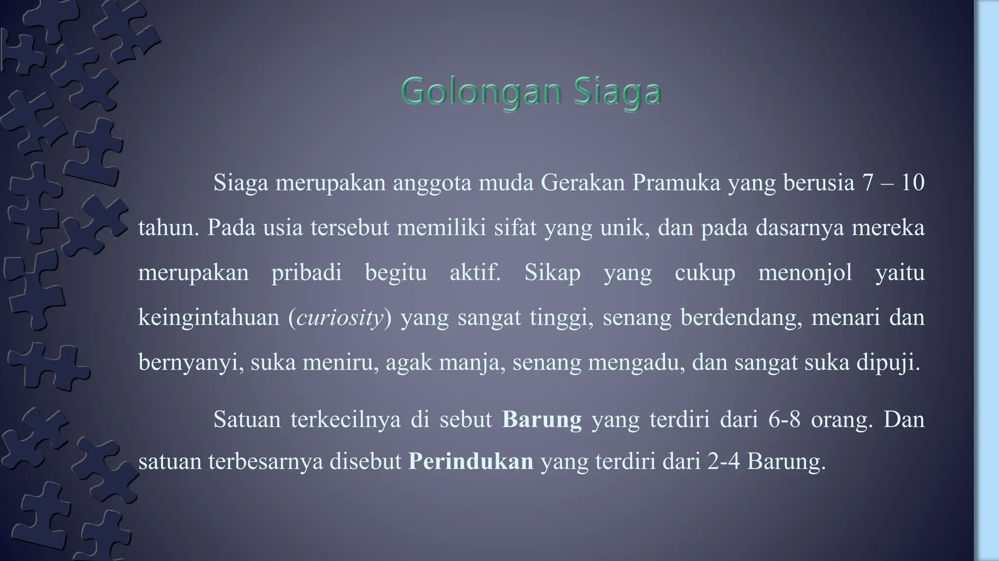 Tingkatan/Golongan dalam Gerakan Pramuka | PPTX