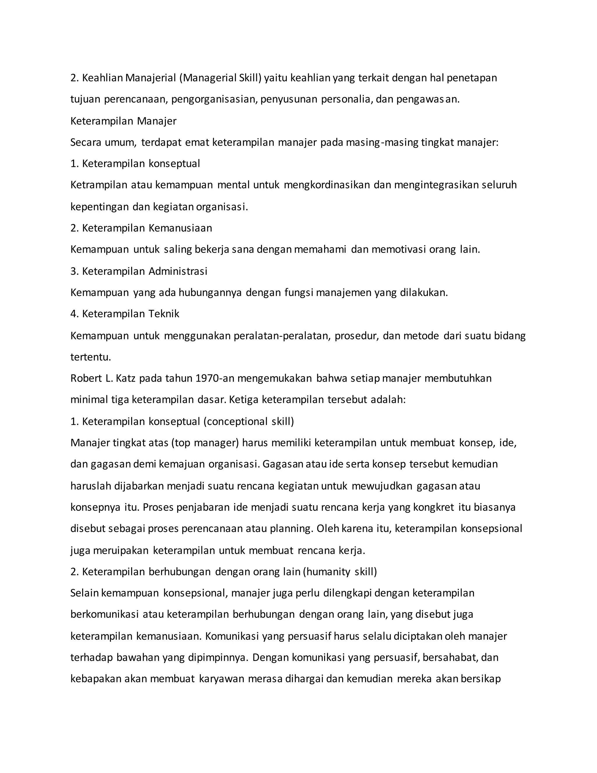 Tingkatan manajemen dan manajer dan keterampilan manajer | DOCX