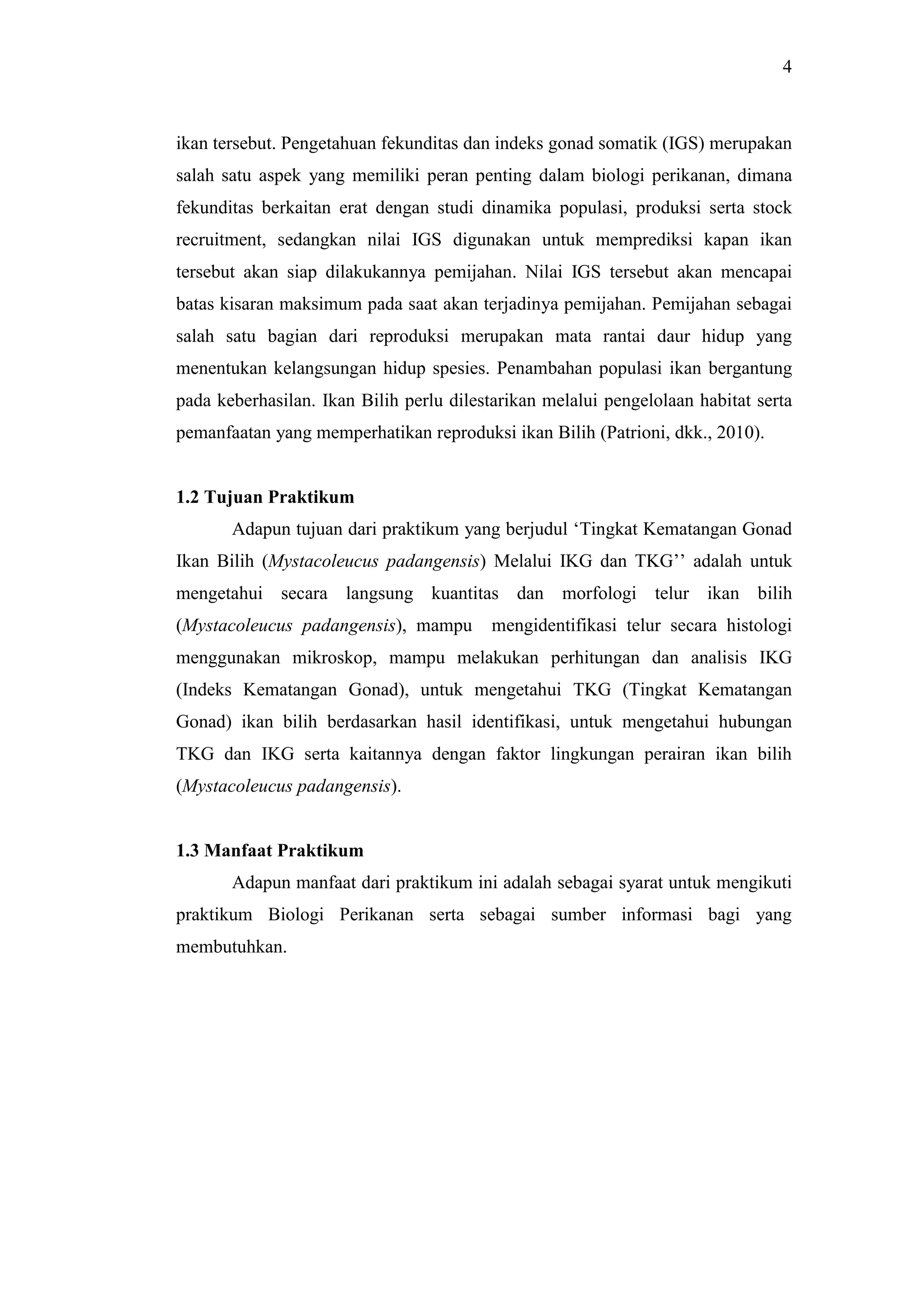 Tingkat kematangan gonad ikan bilih (Mystacoleucus padangensis) | DOCX